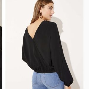 LOFT | Tops | Nwt Loft Womens S Wrap Back Cropped Top Black Rayo | Poshmark